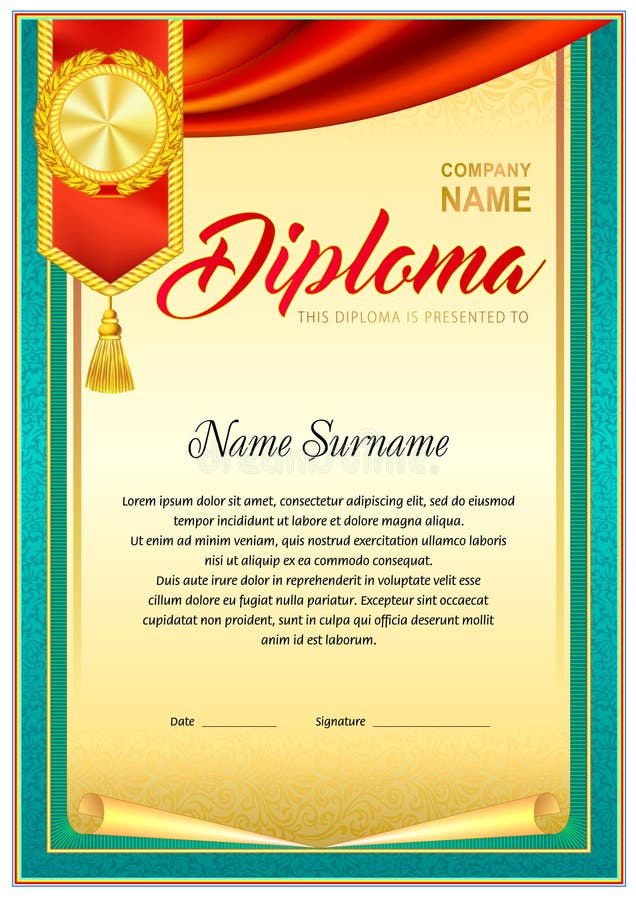 Diploma design template stock vector. Illustration of create - 74656633