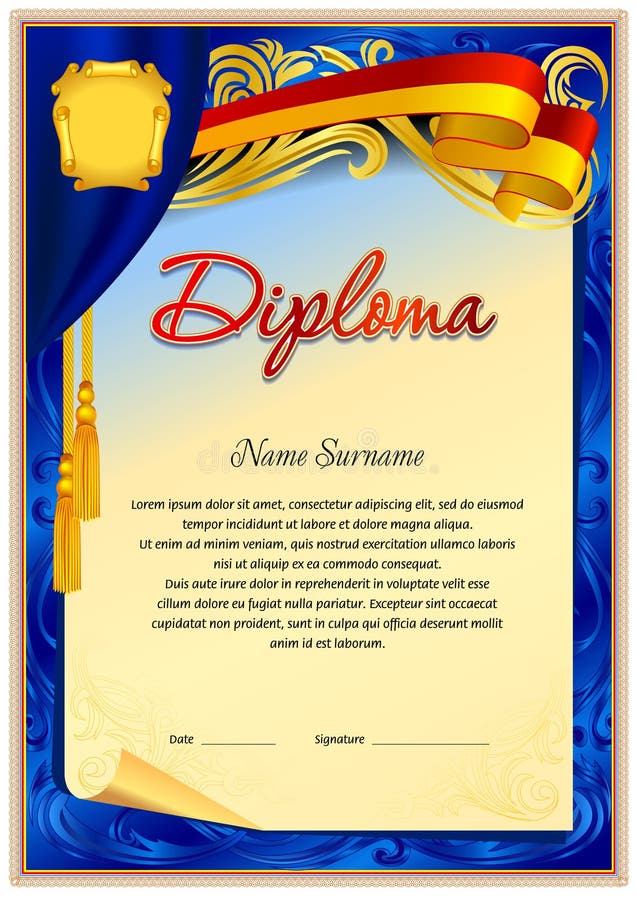 Diploma design template stock vector. Illustration of creativity - 74656750