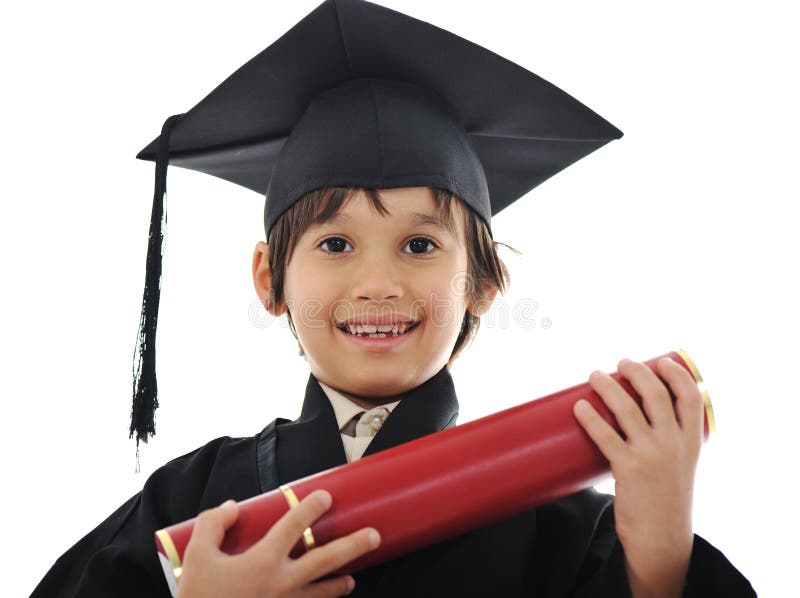 Diploma Graduating Little Student Kid, Stock Image - Image of ...