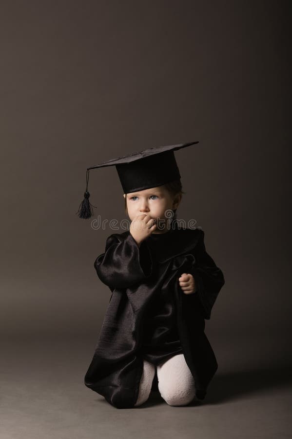 Diploma Graduating Little Student Kid Stock Photo - Image of ...