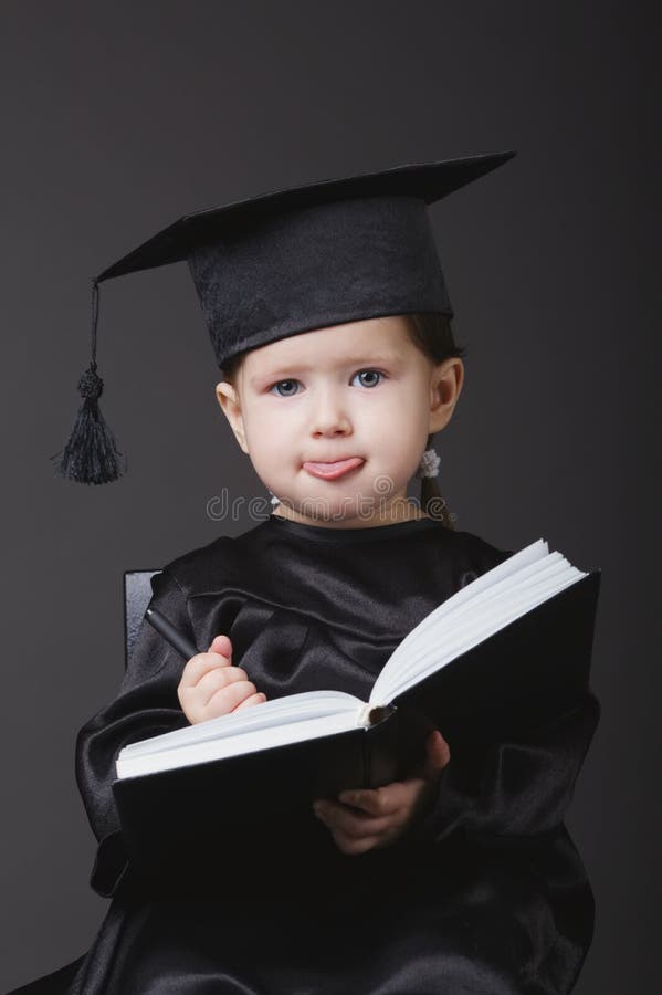 Diploma Graduating Little Student Kid Stock Image - Image of clothing ...