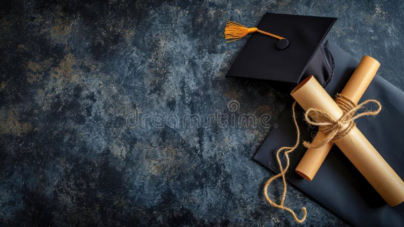Diploma Graduation Cap and Diploma Stock Illustration - Illustration of ...