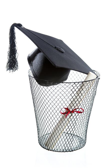 School Drop Out Concept with Hat and Diploma Stock Photo - Image of ...