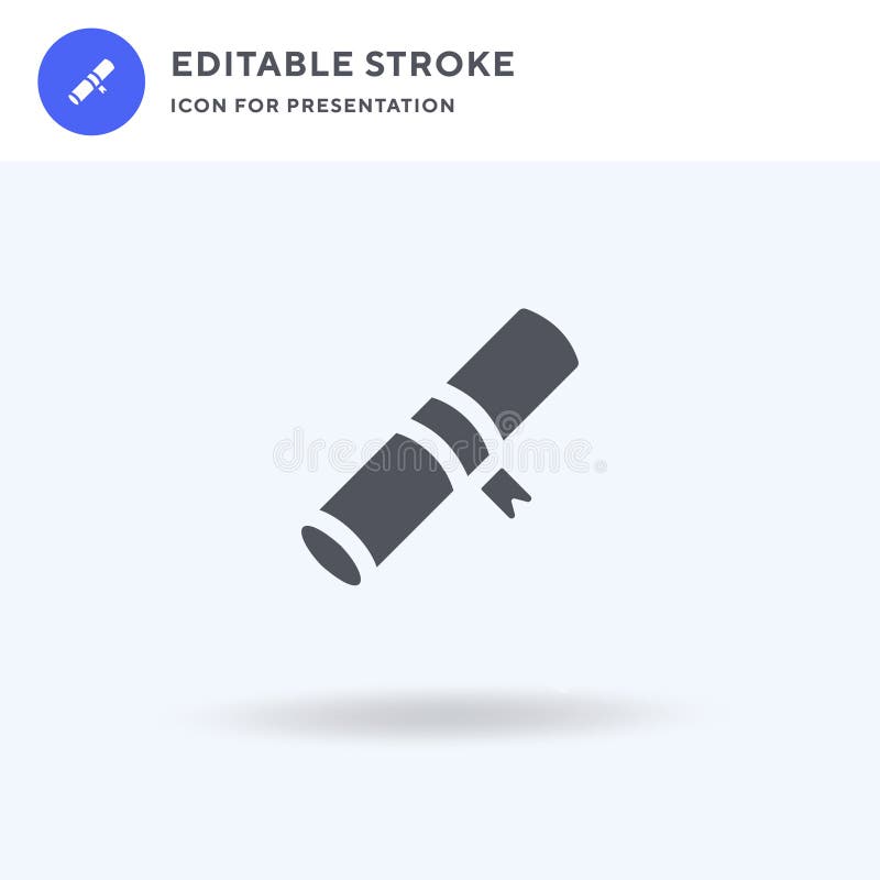 Diploma Icon Vector, Filled Flat Sign, Solid Pictogram Isolated on ...