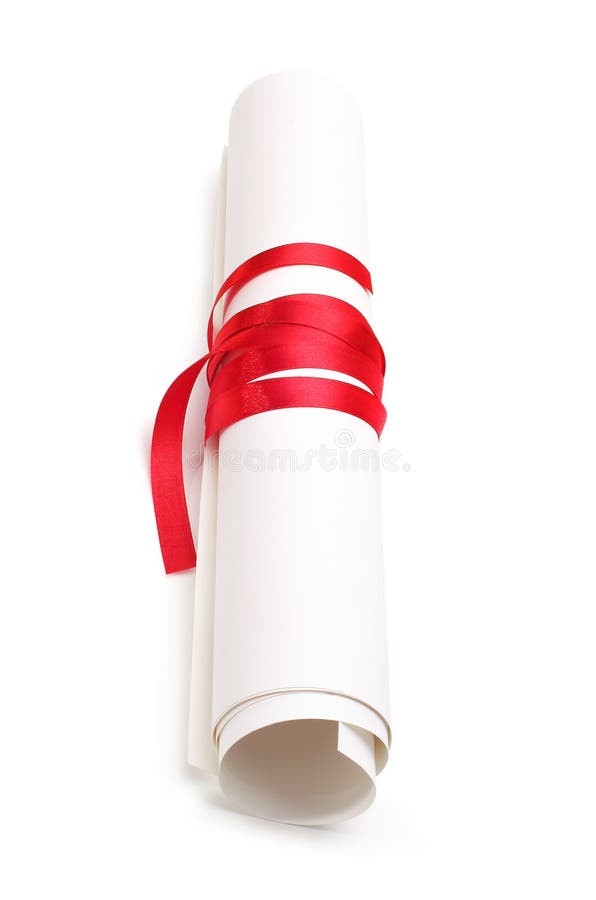 Diploma with a red ribbon stock image. Image of message - 17062515