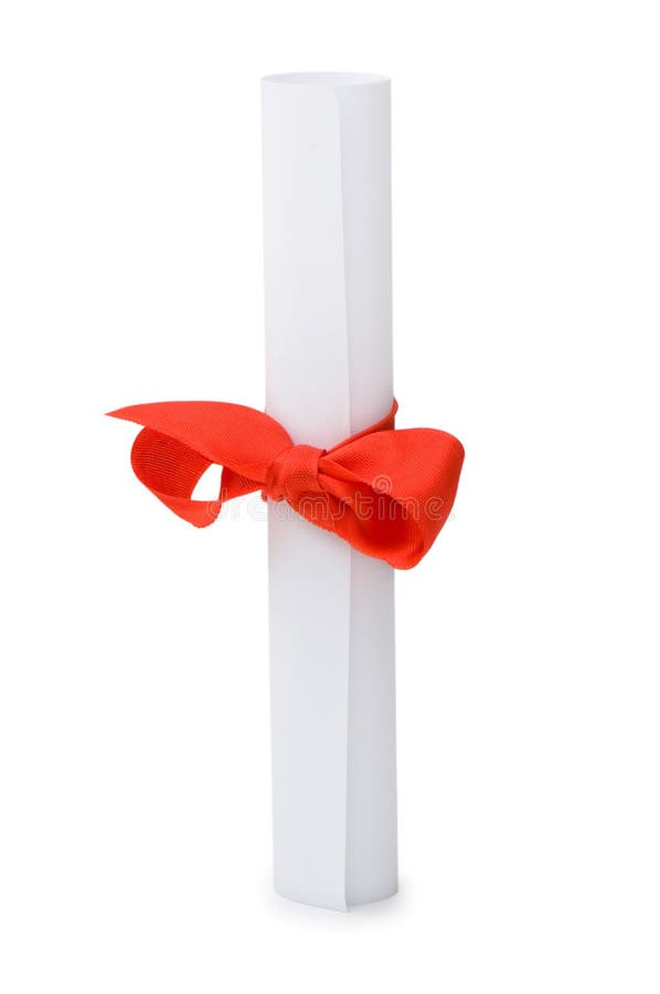 Diploma with Red Ribbon Isolated Stock Image - Image of frame, ribbon ...