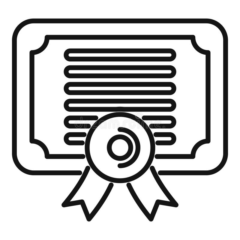 Diploma with Ribbon Showing Graduating Certificate Icon Outline Vector ...