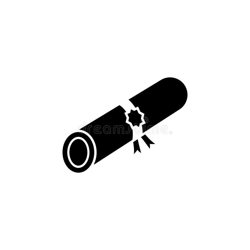 Diploma Scroll with Ribbon, Certificate Solid Flat Vector Icon Isolated ...