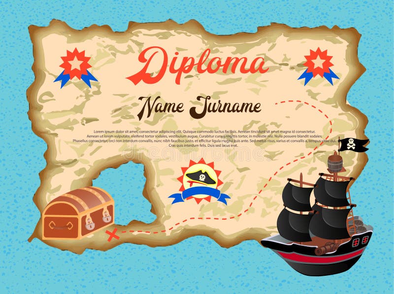 Pirate, Map and Treasure Chest/eps Stock Vector - Illustration of chest ...