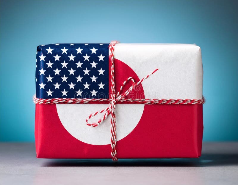 A Diplomatic Gift Box Wrapped in the Flags of the USA and Greenland ...