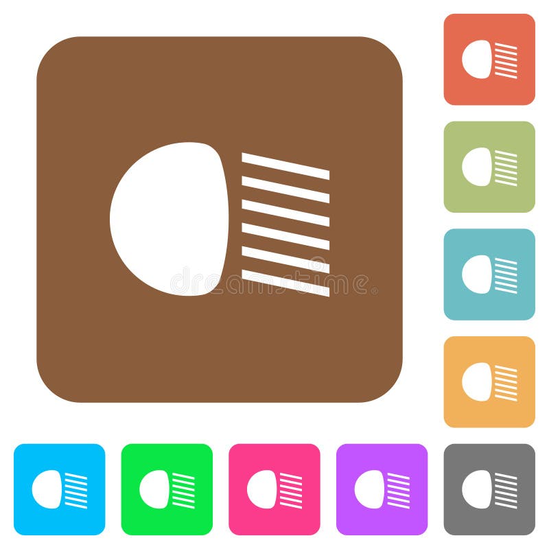 Dipped Beam Lights Rounded Square Flat Icons Stock Vector ...