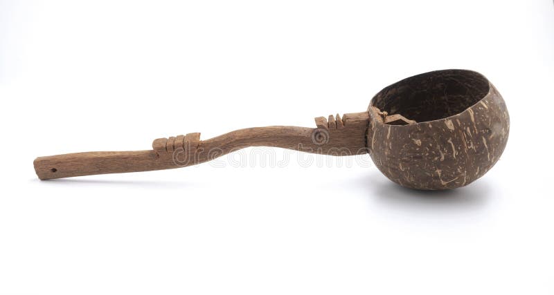 Dipper Coconut Shell and Clay Pot with Moss Stock Image - Image of moss ...