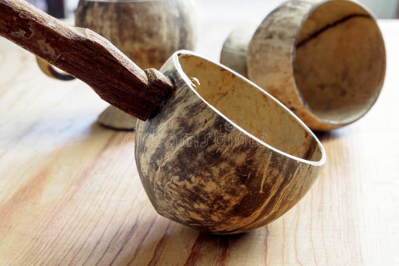 Dipper Made from Coconut Shell, Traditional Container for Drinking ...