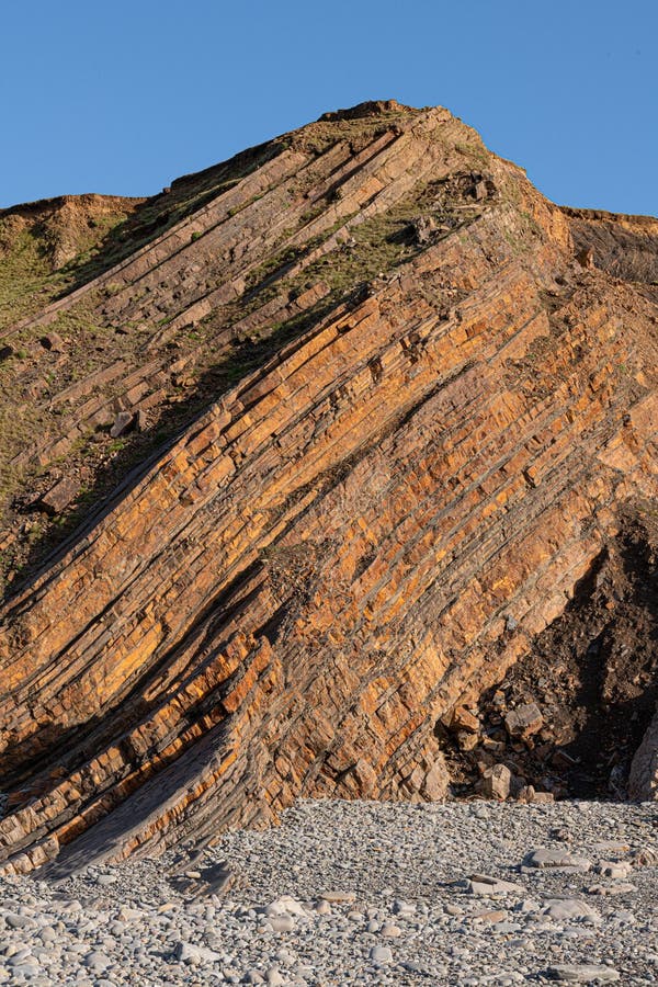 Dipping Sedimentary Beds of Sand and Mud Stones Stock Image - Image of ...
