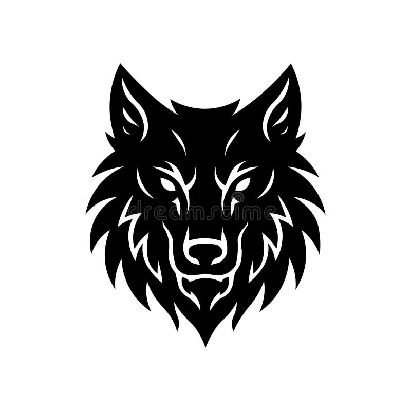 Dire Wolf Face Front Silhouette Illustration Stock Vector ...