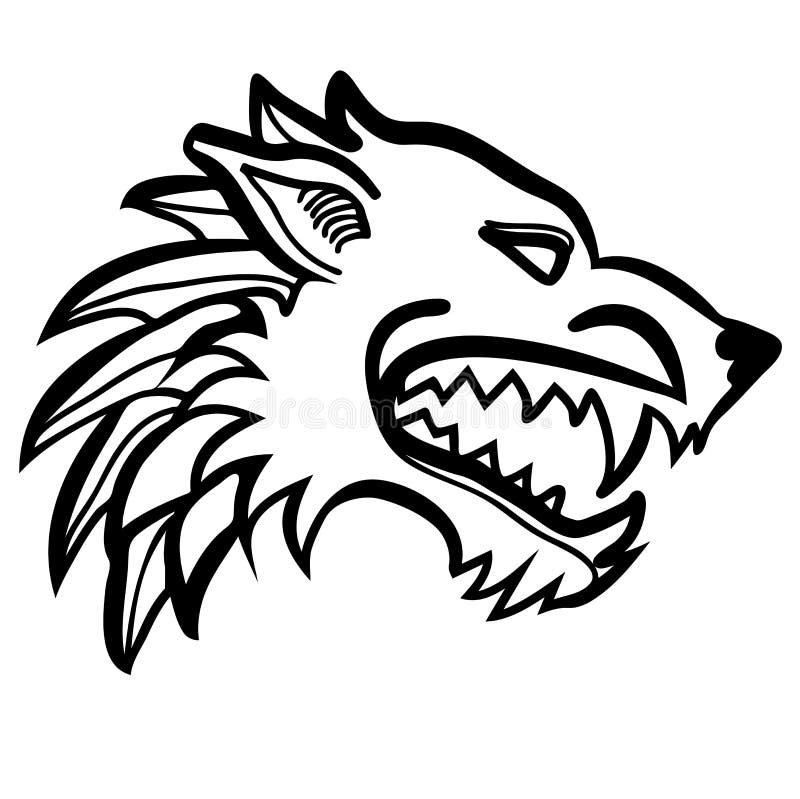 Dire Wolf Head stock illustration. Illustration of fangs - 156432078