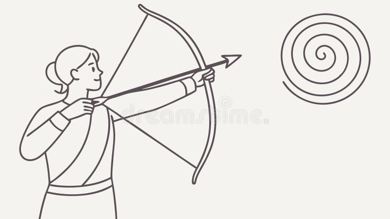 Direct Aim, a Person Hits the Target with Bow and Arrow. Vector Design ...
