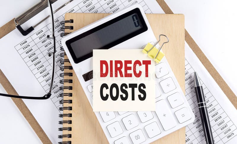 DIRECT COSTS Word on Sticky with Clipboard and Notebook, Business ...