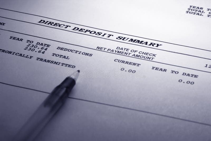 Direct Deposit Summary and Laptop Stock Image - Image of desk ...