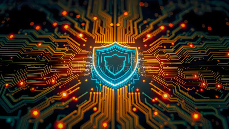 Direct and Descriptive: a Glowing Cyber Security Shield Stock ...