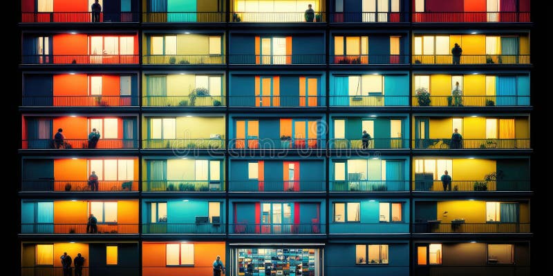 Direct Front View of Office Building with Many Windows of Rooms Stock ...