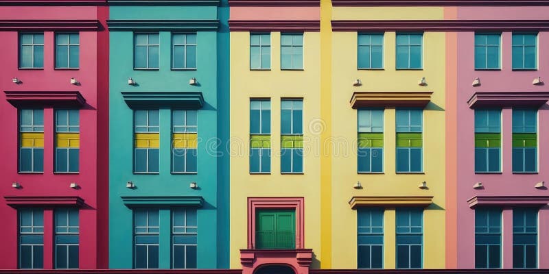 Direct Front View of Office or Residential Building with Many Windows ...