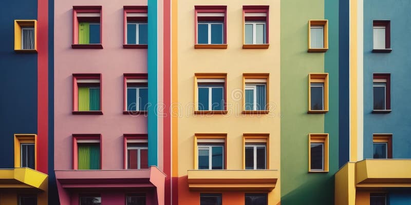 Direct Front View of Office or Residential Building with Many Windows ...