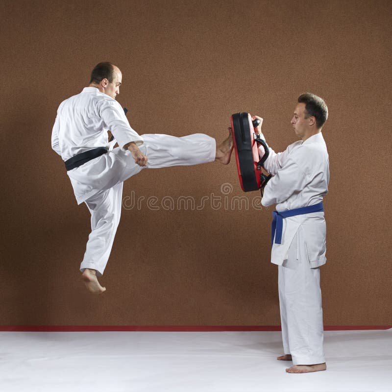 Direct Kick an Adult Athlete on the Simulator Beats in the Jump Stock ...