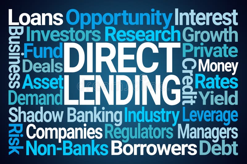 Direct Lending Word Cloud stock illustration. Illustration of blue ...