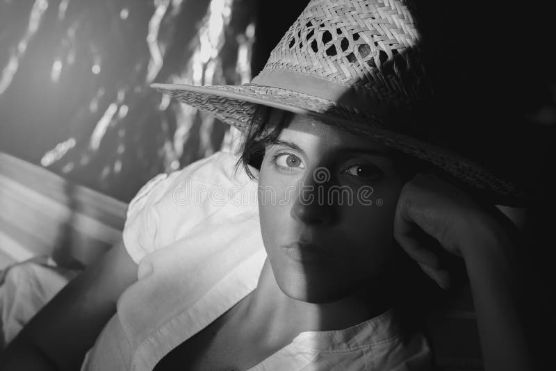 Direct Gaze of a Dark-haired Girl with Long Hair Stock Photo - Image of ...