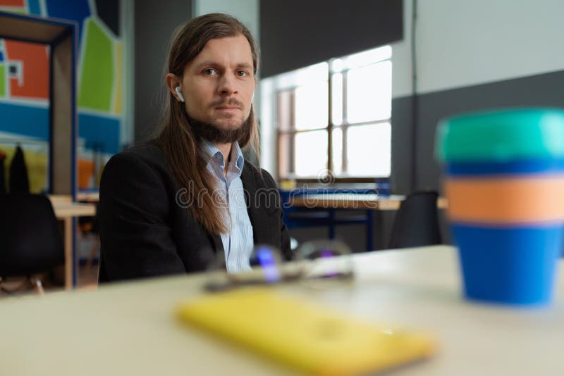A Direct Look of a Man Working in an Office Stock Photo - Image of ...