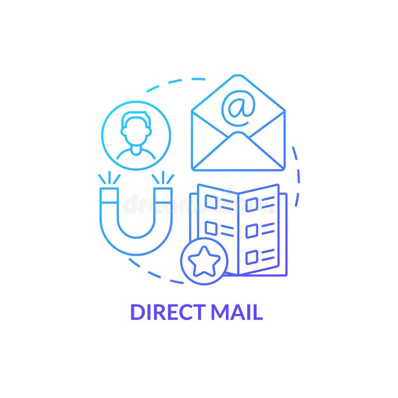 Direct Mail Blue Gradient Concept Icon Stock Vector - Illustration of ...