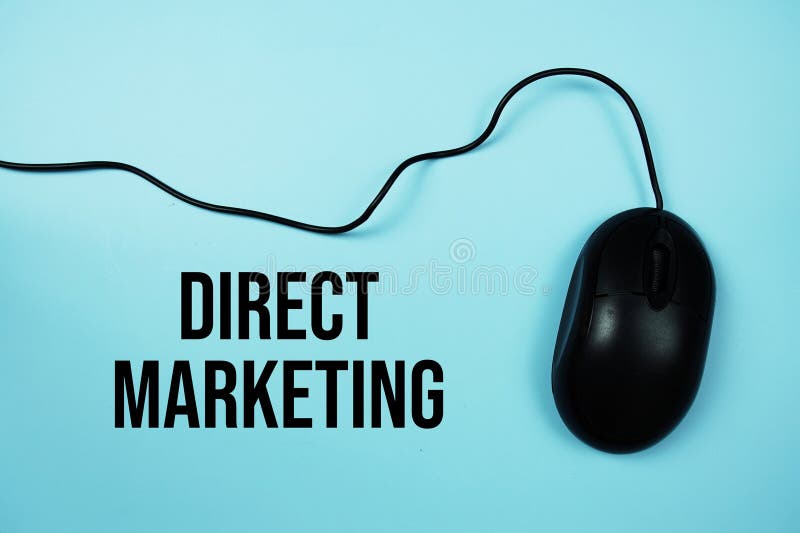 Direct Maketing Text with Optical Mouse on Blue Background Stock Photo ...