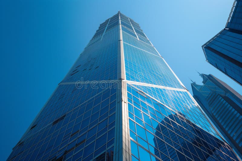 Skyward View of Glass Skyscraper AI Generated Stock Illustration ...