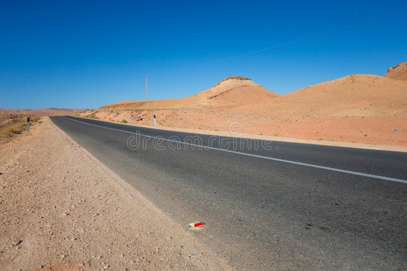 Direct Smooth Road in the Desert of Morocco Stock Photo - Image of bush ...