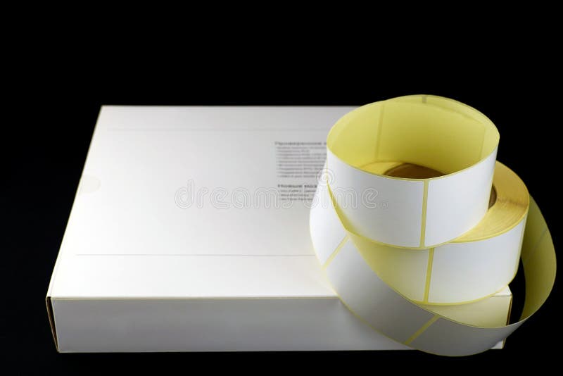 Stickers on a Cardboard Box, Top View, Isolate on a White Background ...