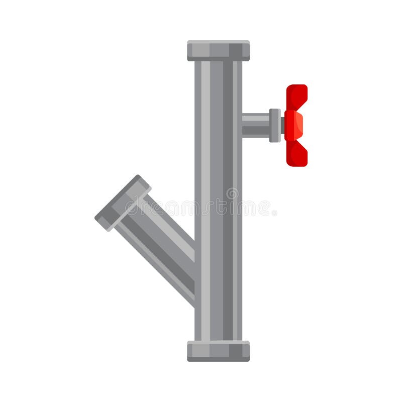Vertical Pipe with a Fork at the Top. Vector Illustration on White ...