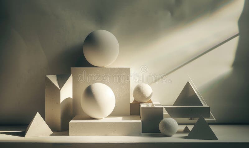 Direct View of a Geometric Composition with Spheres, Cubes, and ...