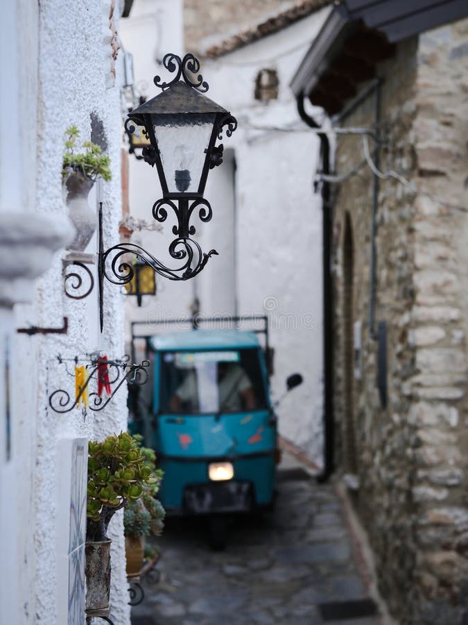 Direct View at the Lighting of the Street Stock Image - Image of ...
