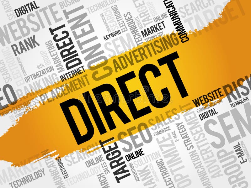 DIRECT word cloud collage stock illustration. Illustration of mail ...