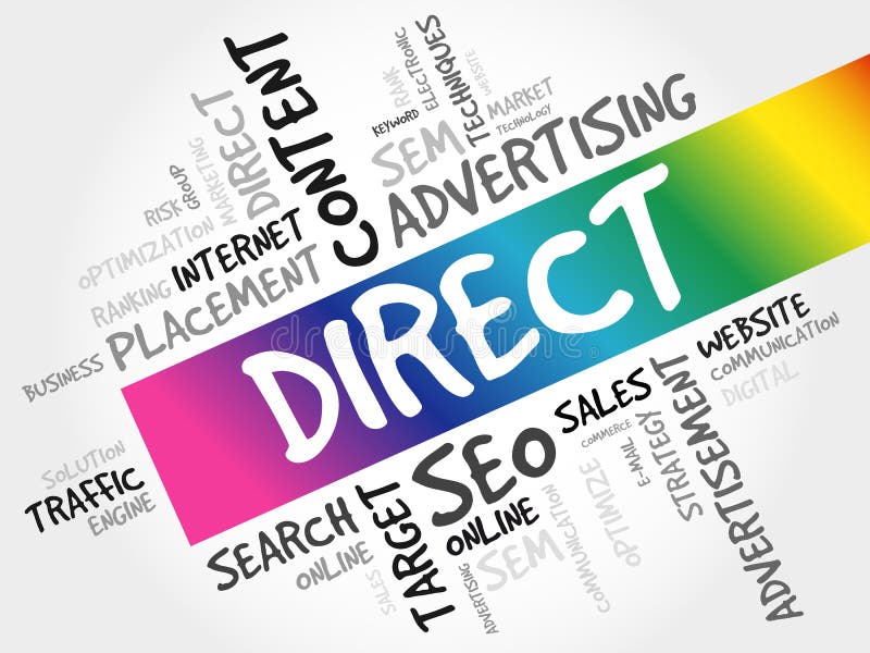DIRECT word cloud stock illustration. Illustration of design - 202923588