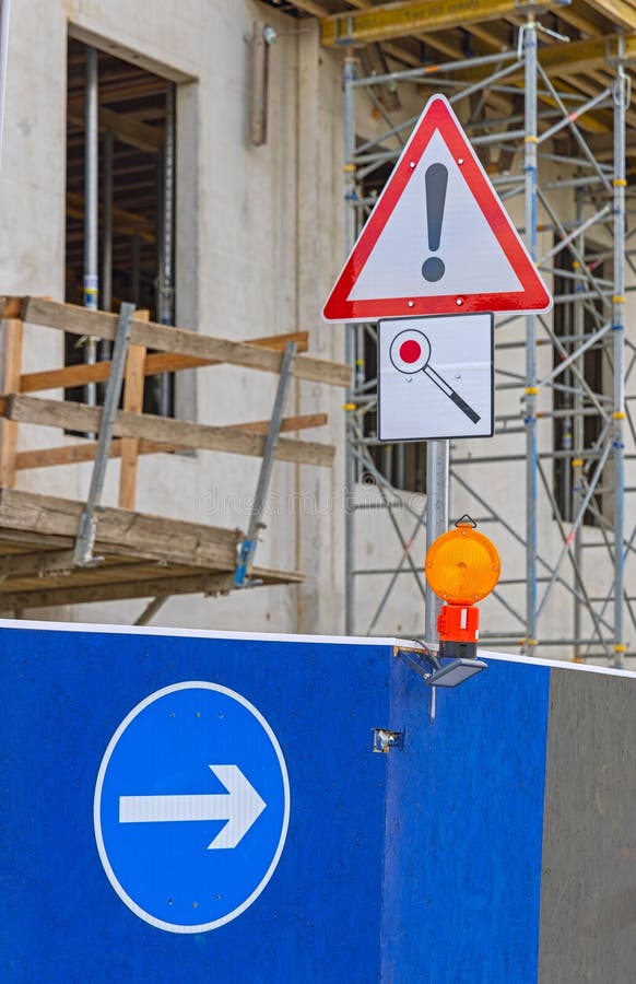 Direction Arrow Construction Site Stock Photo - Image of city, caution ...
