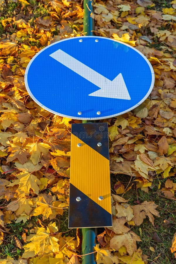 Direction Arrow Sign Down stock photo. Image of autumn - 159847896