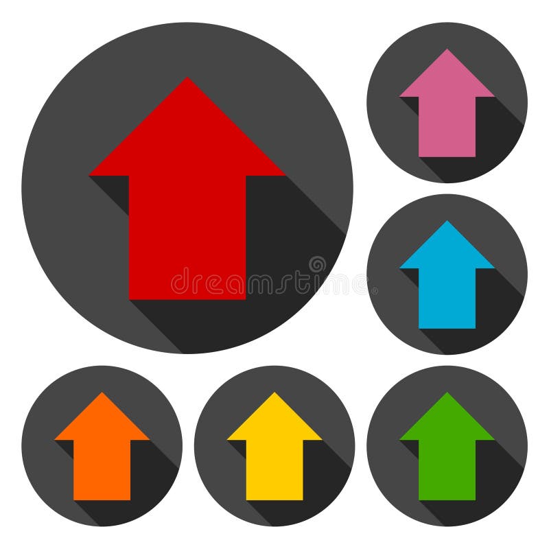 Direction Arrow Up Icons Set with Long Shadow Stock Illustration ...