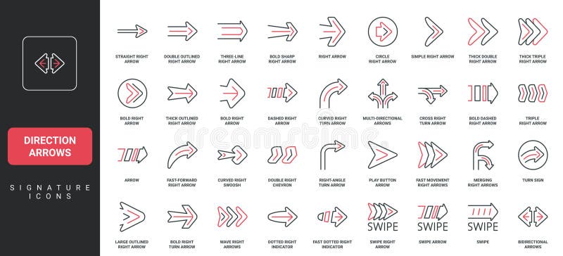 Direction Arrows, Cursor, Direction Pointer To Right, Straight and ...