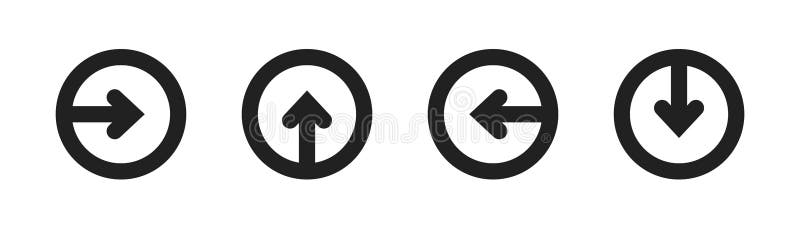 Direction Arrows Icons Set. Next Down Left Right Arrow Symbol Stock ...
