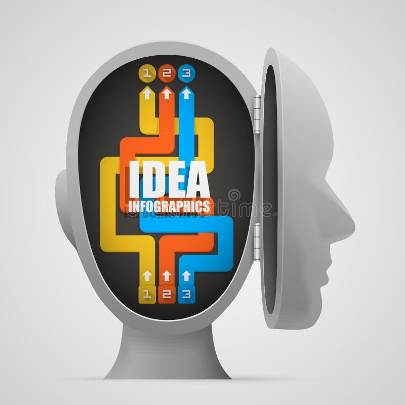 Direction of Arrows in the Open Head Stock Vector - Illustration of ...