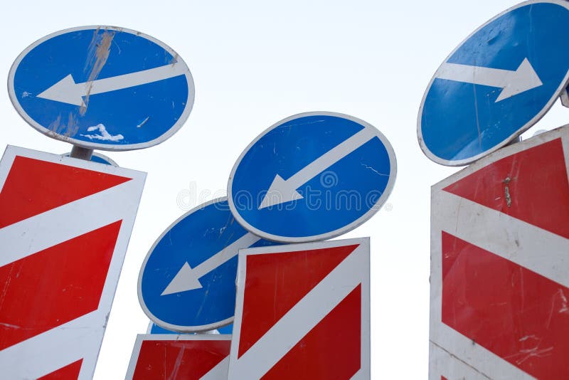 Direction Arrows Traffic Signs Stock Image - Image of confusion ...