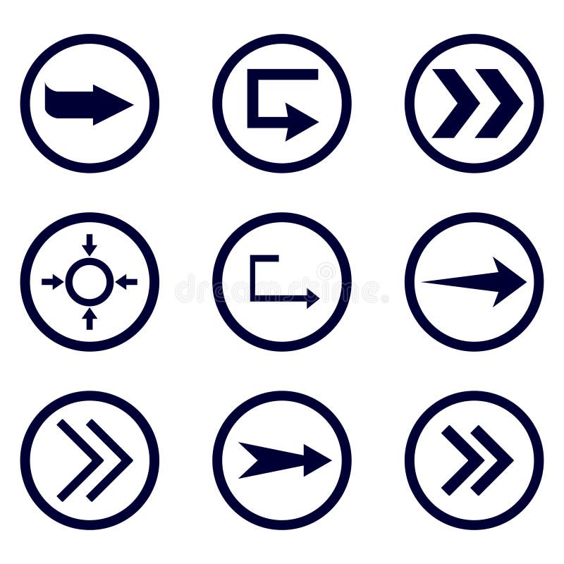 Direction Arrows Vector Collection. Set Different Black Arrow Icon ...