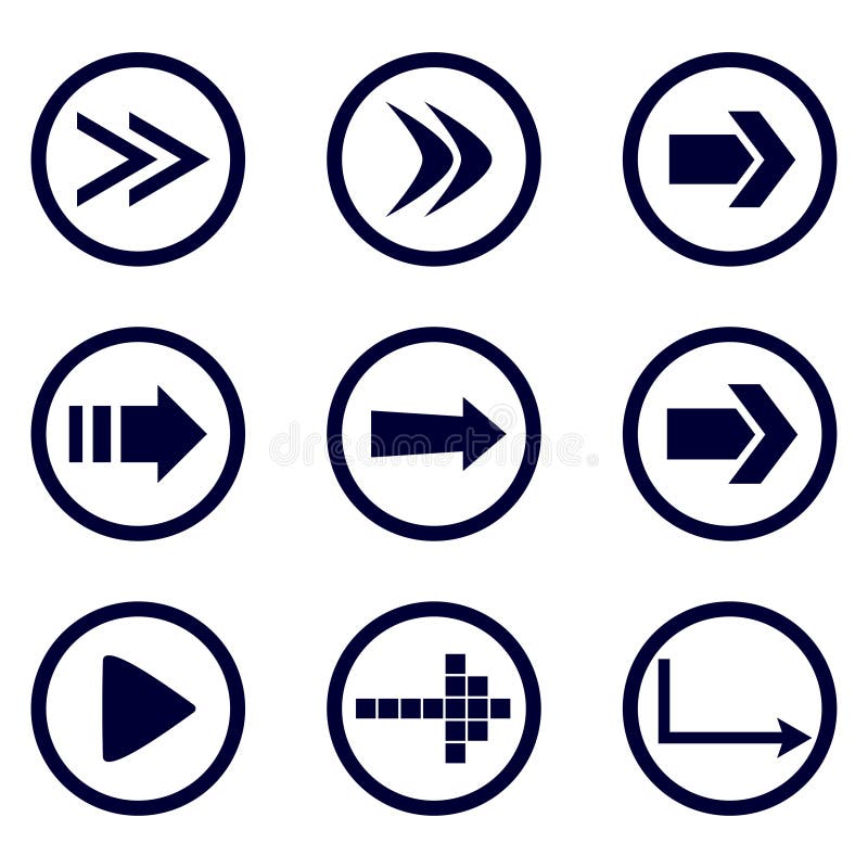 Direction Arrows Vector Collection. Set Different Black Arrow Icon ...